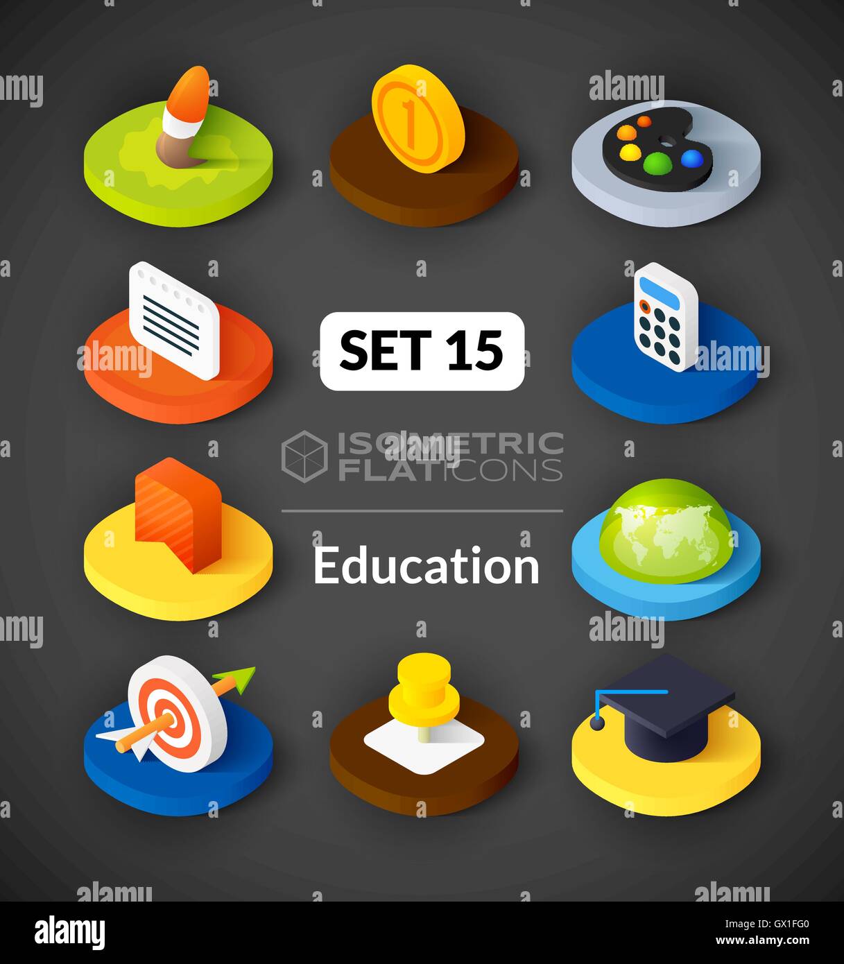 Isometric flat icons set 15 Stock Vector Image & Art - Alamy