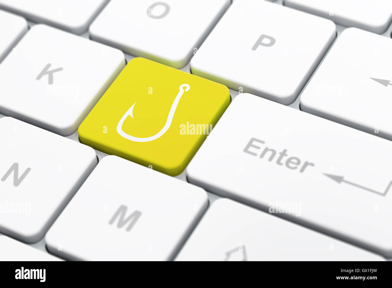Protection concept: Fishing Hook on computer keyboard background Stock ...