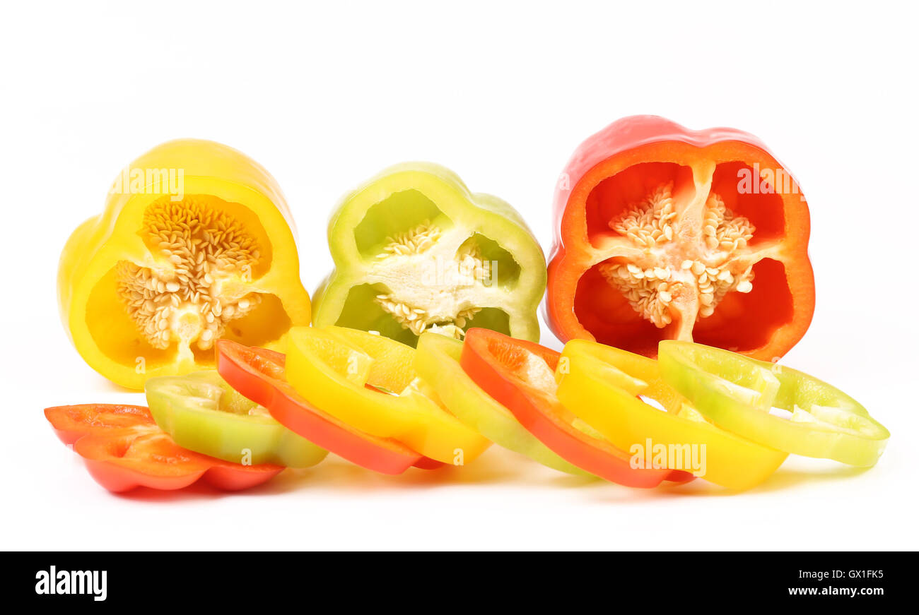 Slices of colorful bell pepper Stock Photo - Alamy
