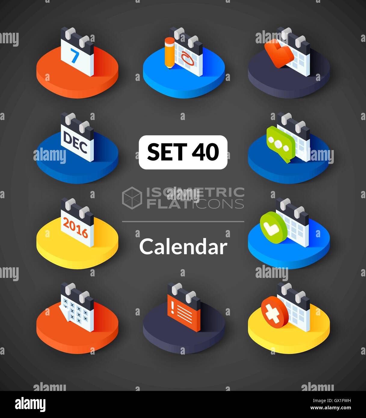 Isometric flat icons set 40 Stock Vector Image & Art - Alamy