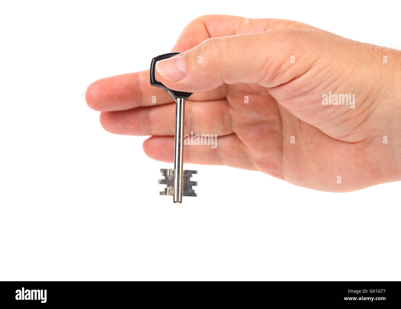 Hand holds modern steel-plastic key Stock Photo - Alamy