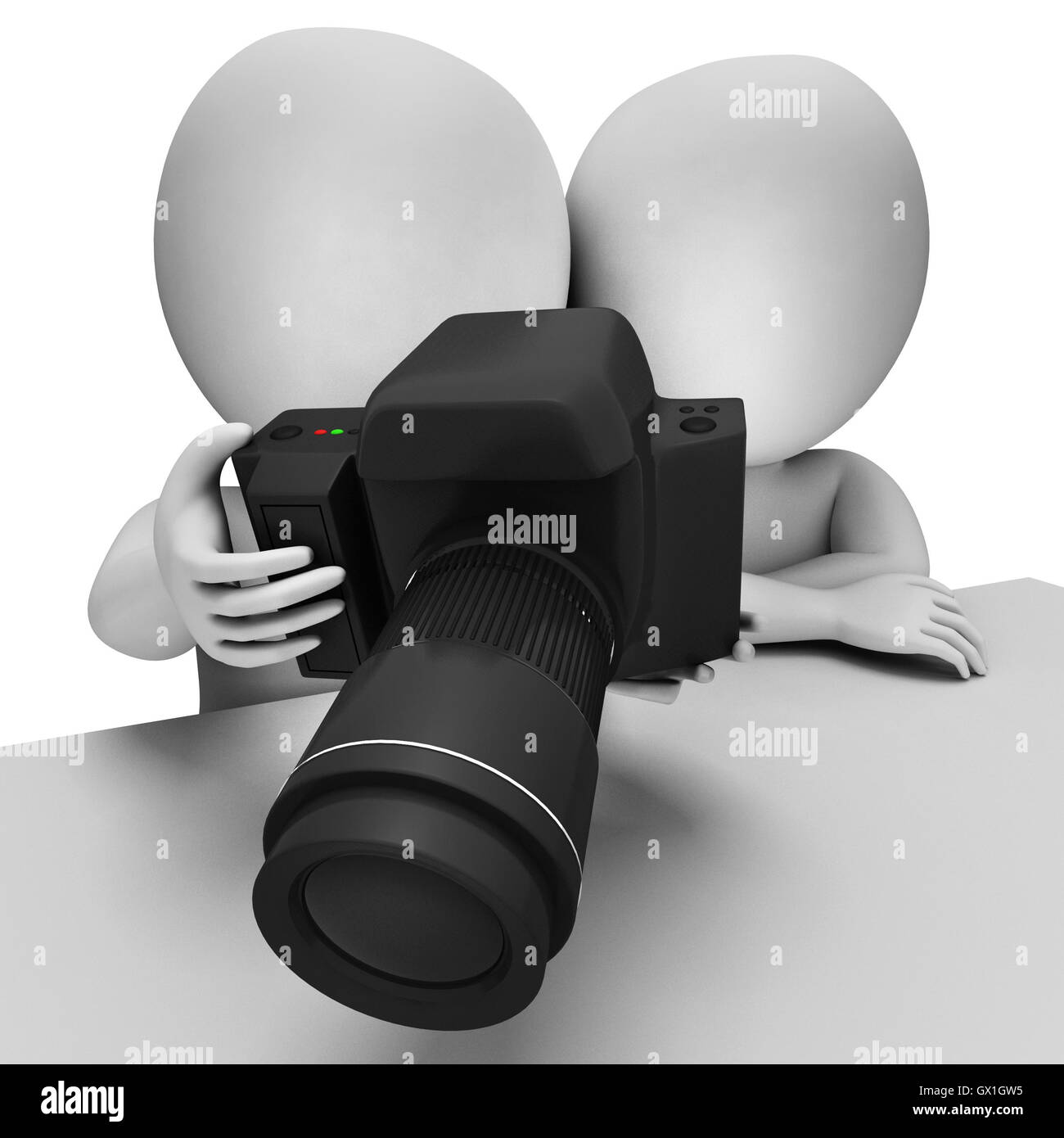 3d Characters Reviewing Photos On Digital Camera Stock Photo - Alamy