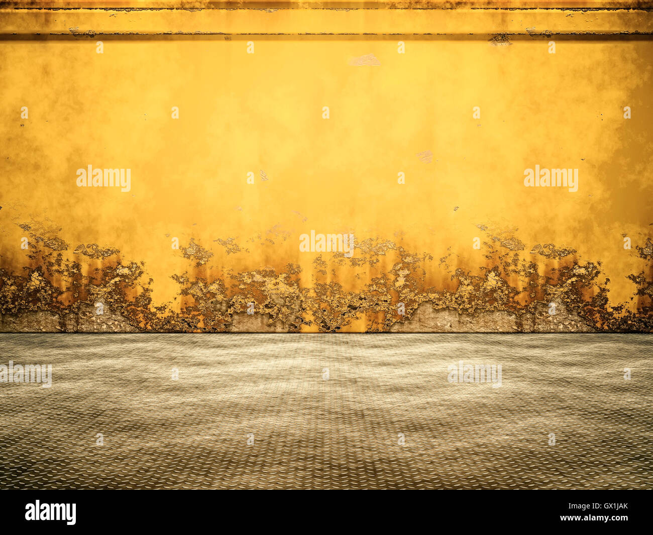 Empty Yellow Rusty Steel Room Stock Photo - Alamy