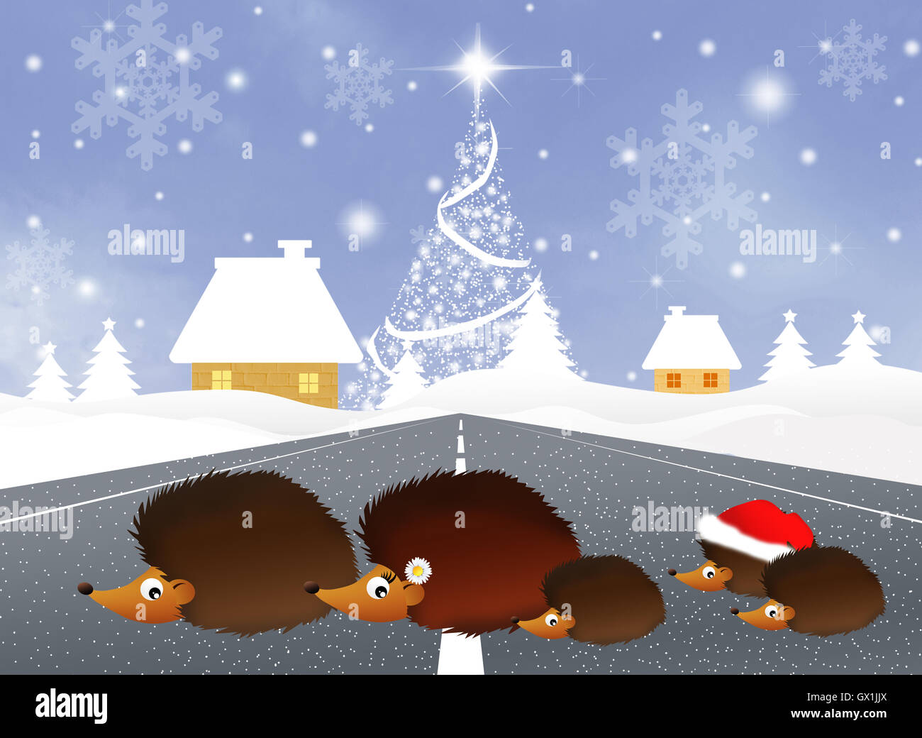 hedgehogs at Christmas Stock Photo - Alamy