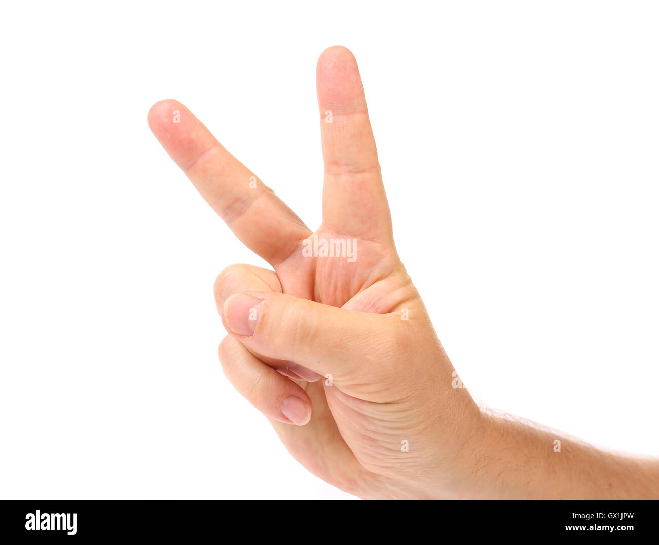 Two fingers. Man's hand Stock Photo - Alamy