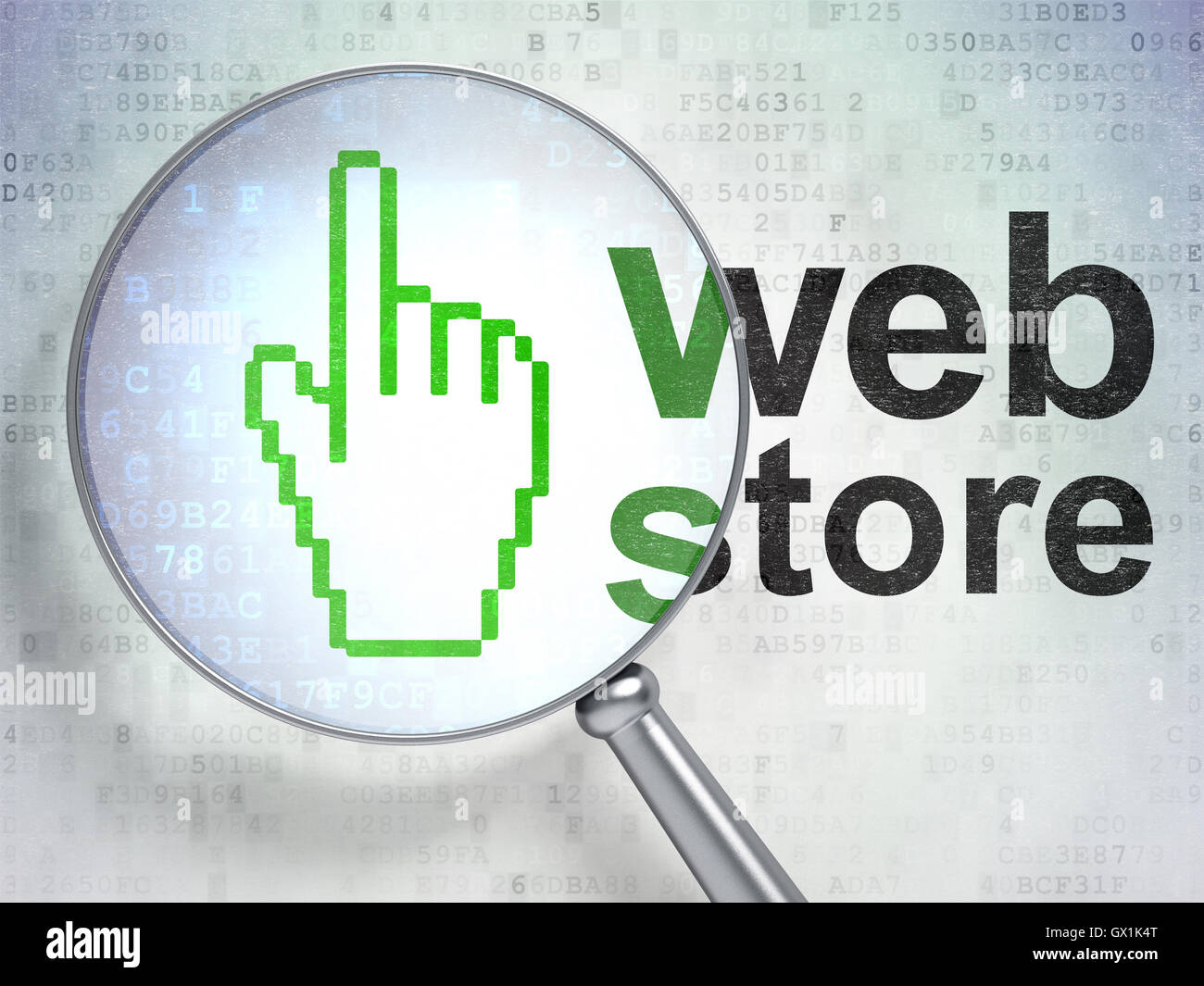 Web development concept: Mouse Cursor and Web Store with optical Stock ...