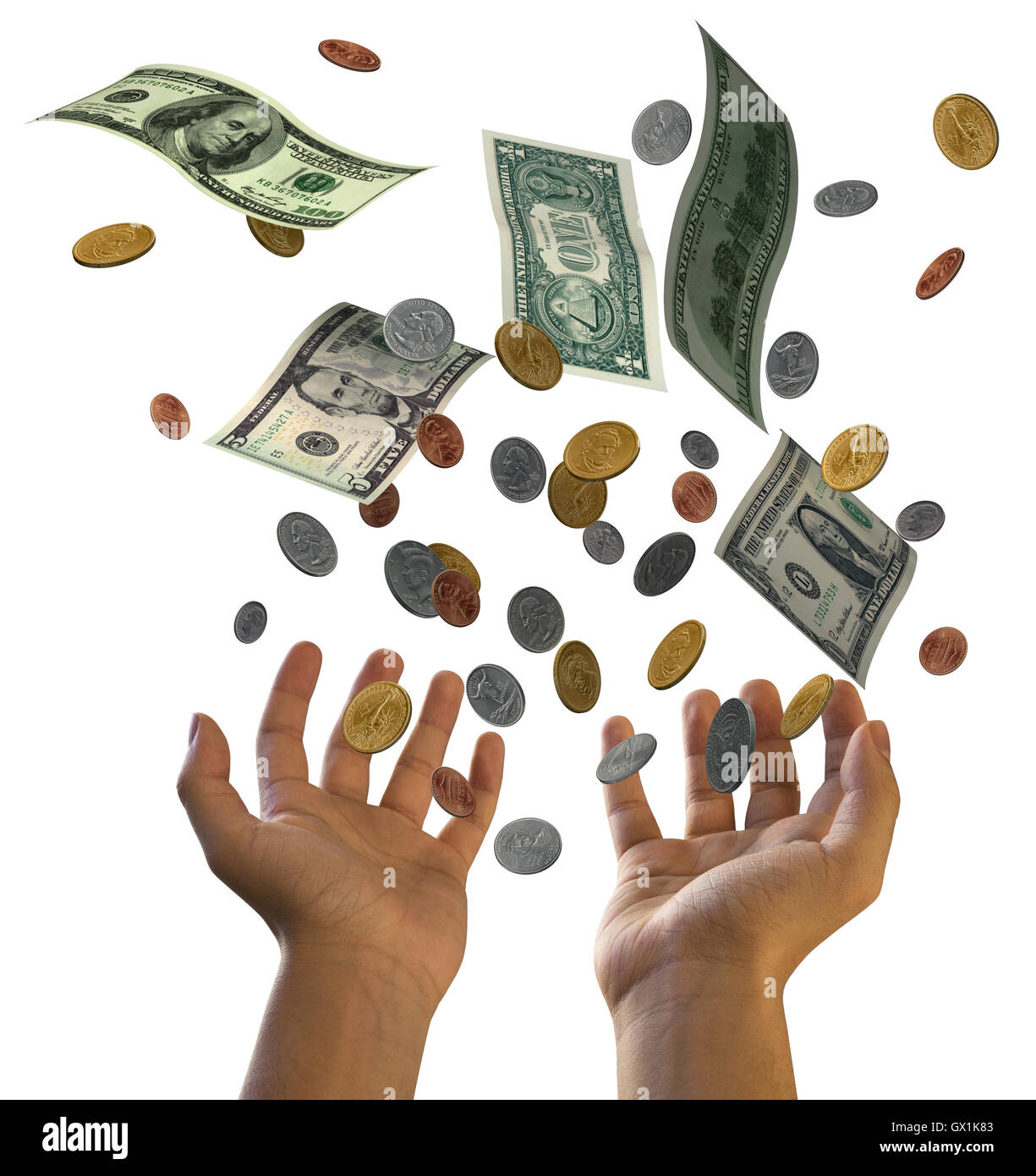 Dollar money falling from Cut Out Stock Images & Pictures - Alamy