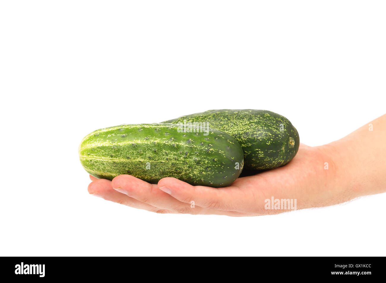 Hand holds two cucumbers hi-res stock photography and images - Alamy