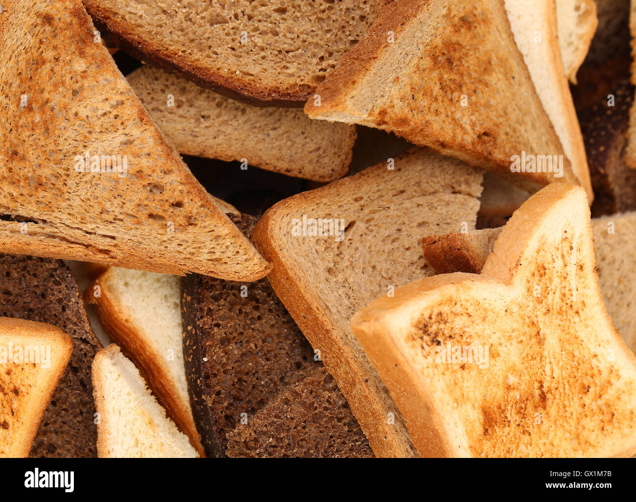 Background of heap toasts. Close up Stock Photo - Alamy