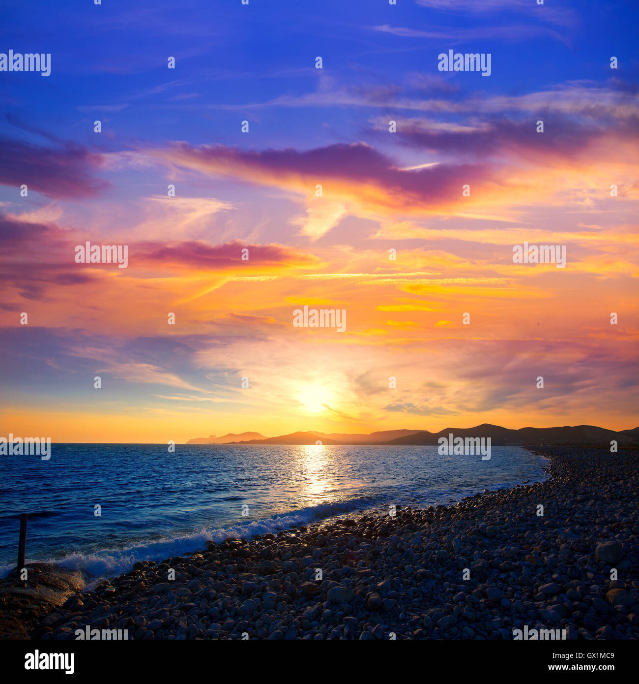 Ibiza Cap des Falco beach sunset Es Vedra in San Jose Stock Photo - Alamy