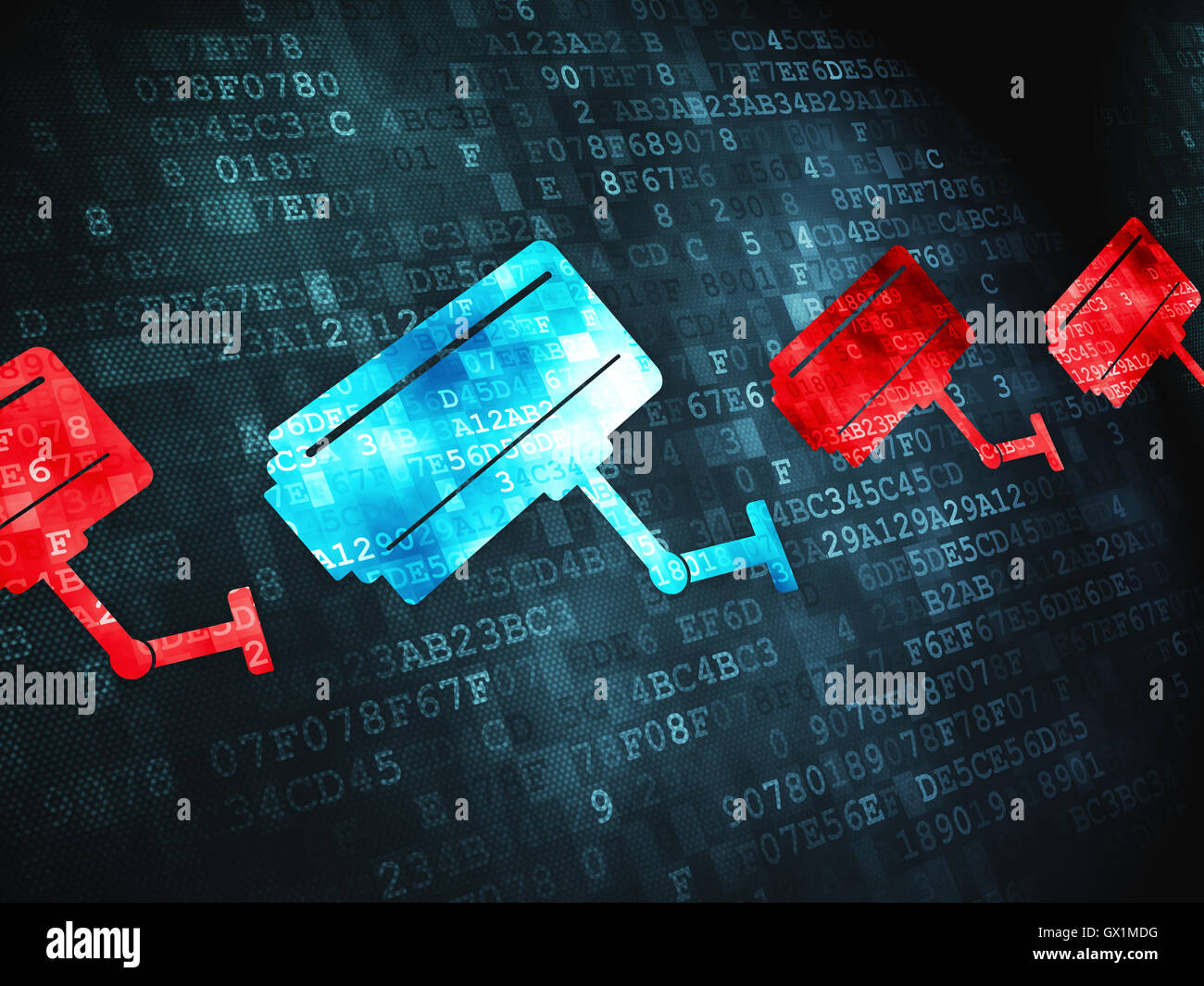 Protection concept: Cctv Camera on digital background Stock Photo - Alamy