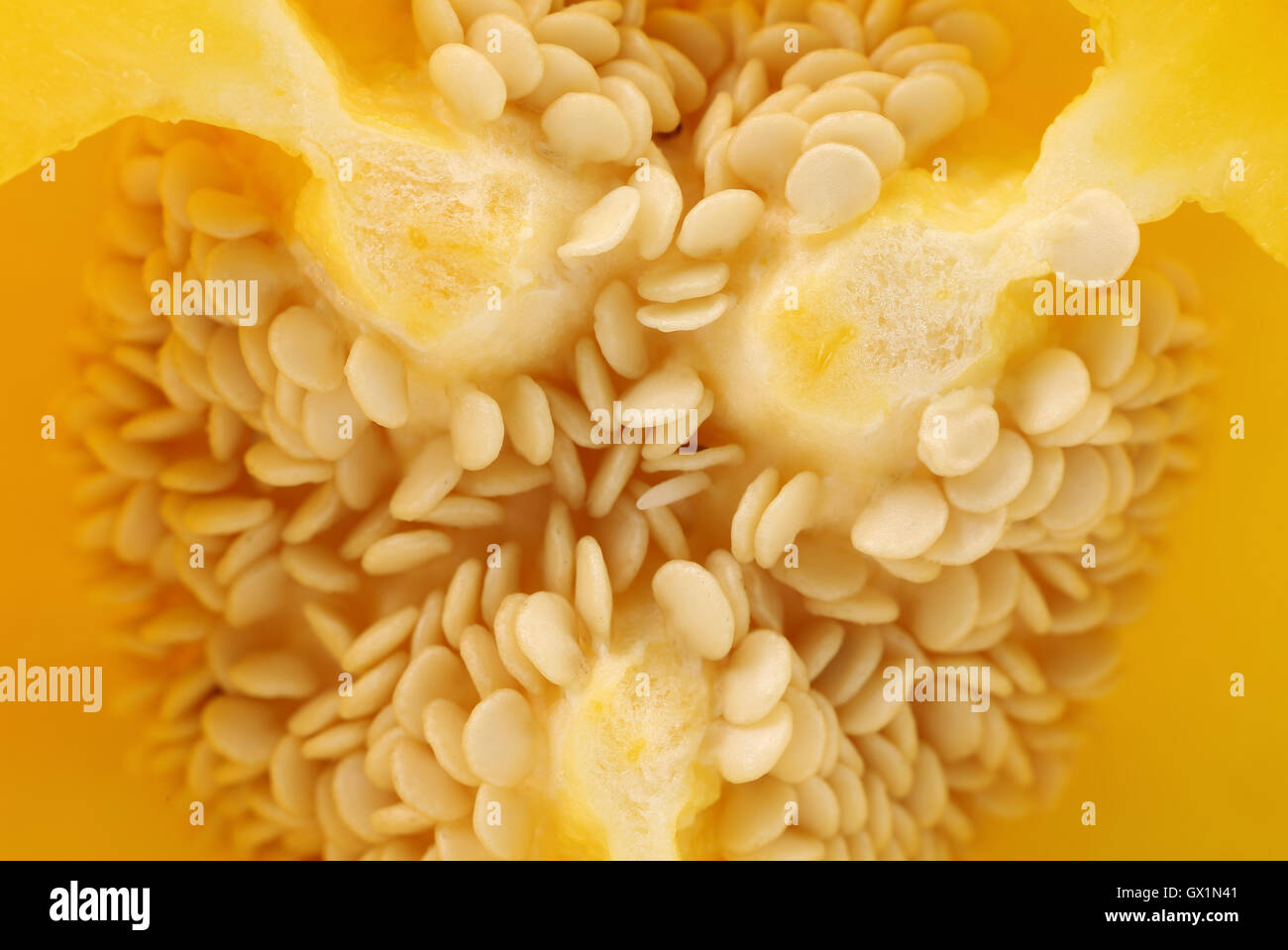 Slice of yellow pepper. Close up Stock Photo - Alamy