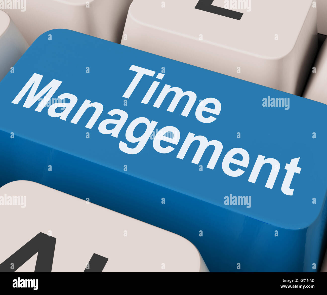 Time Management Key Shows Organizing Schedule Online Stock Photo - Alamy