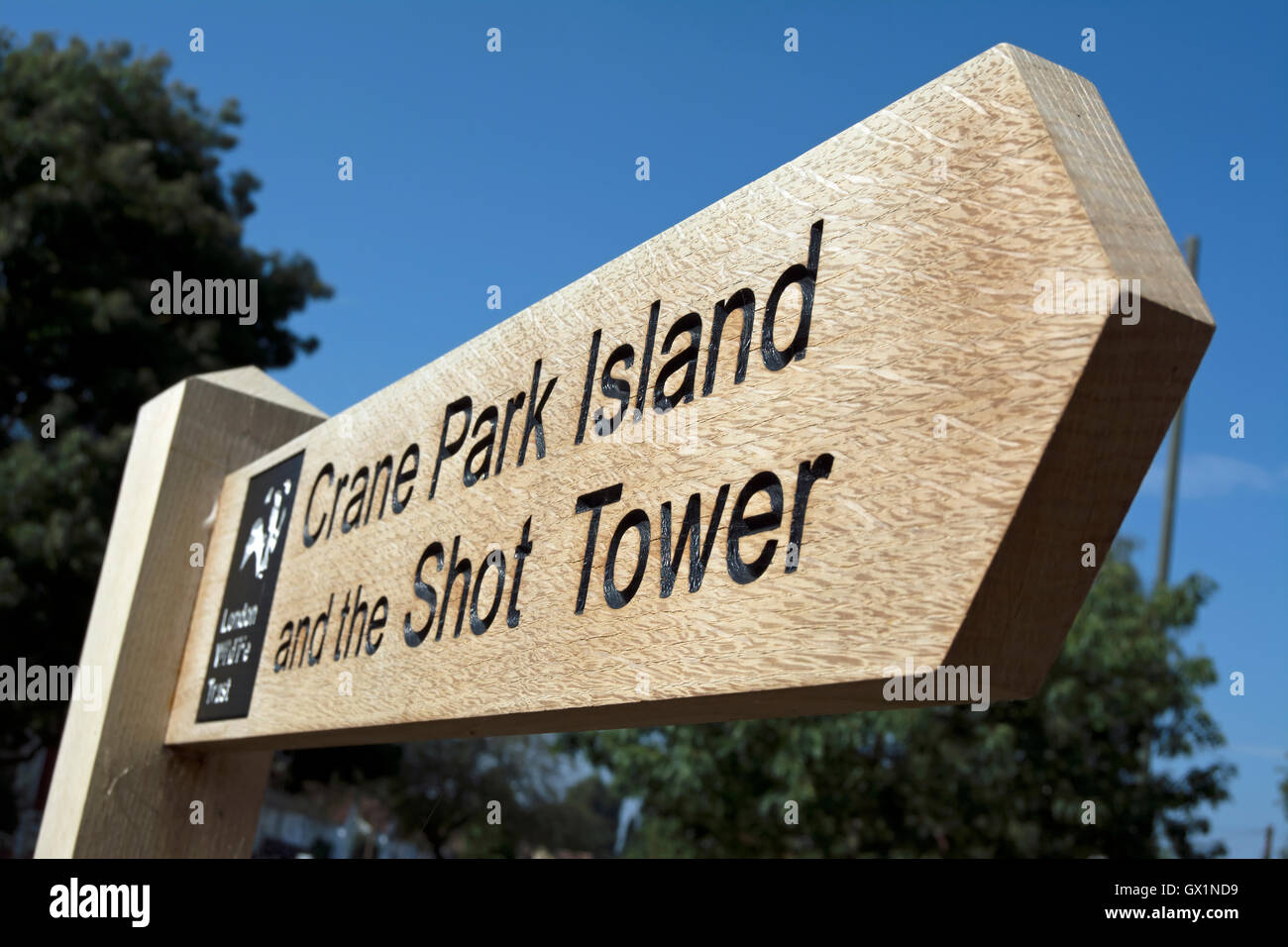 signpost giving directions to crane park island and the shot tower ...