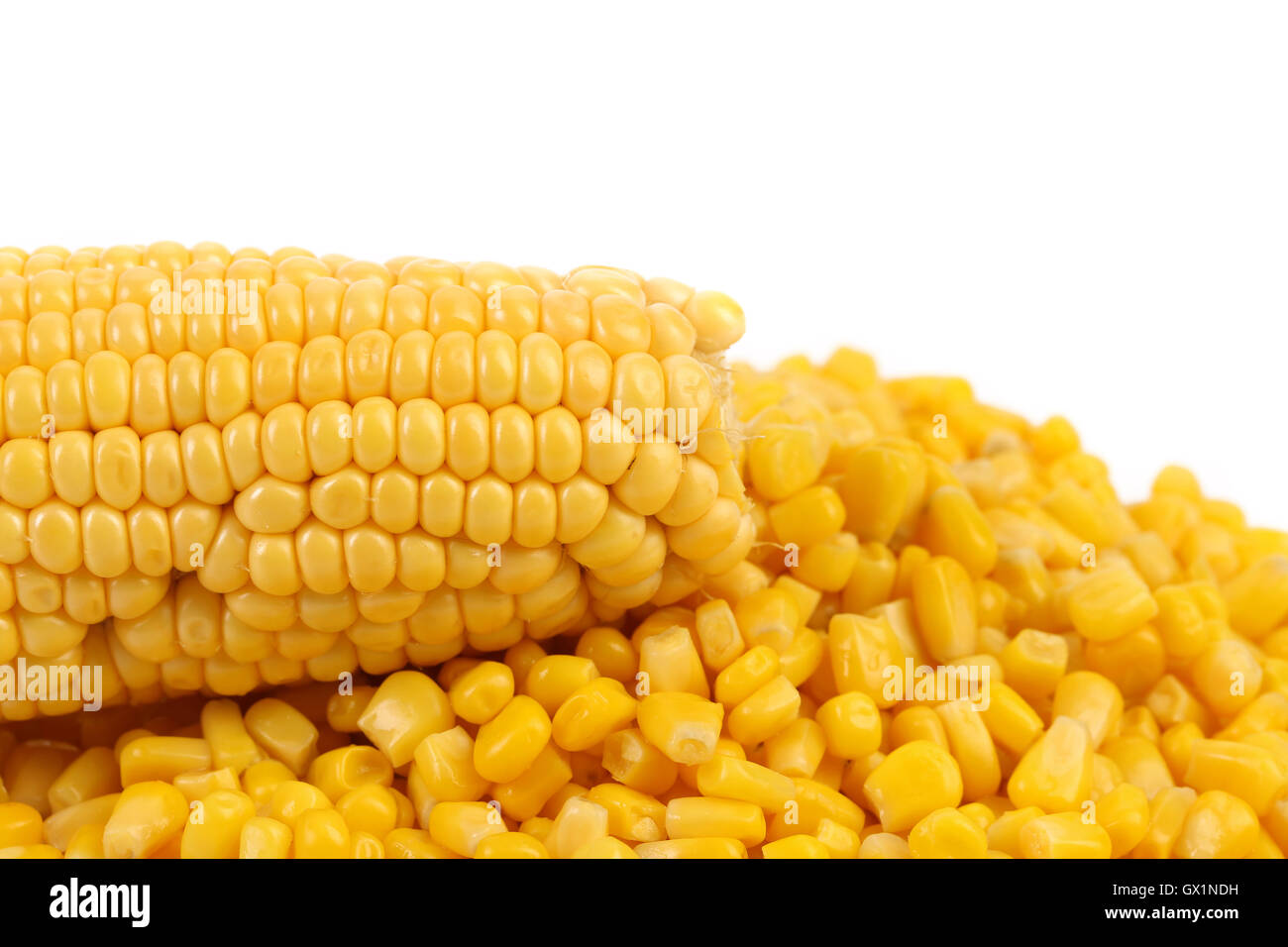 Corncob on a bulk of corn grains Stock Photo - Alamy