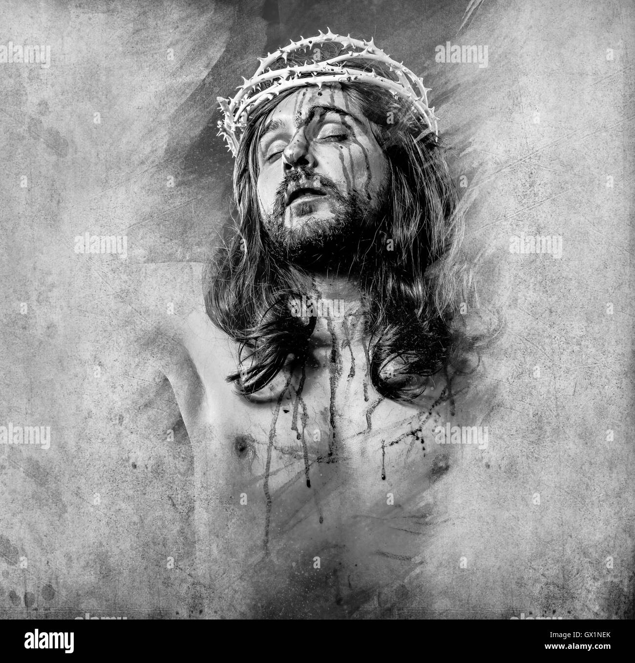 Jesus Christ with an artistic halo Stock Photo - Alamy