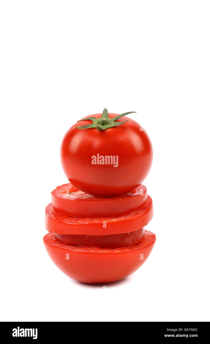 Tomato is located on stack of slices Stock Photo - Alamy