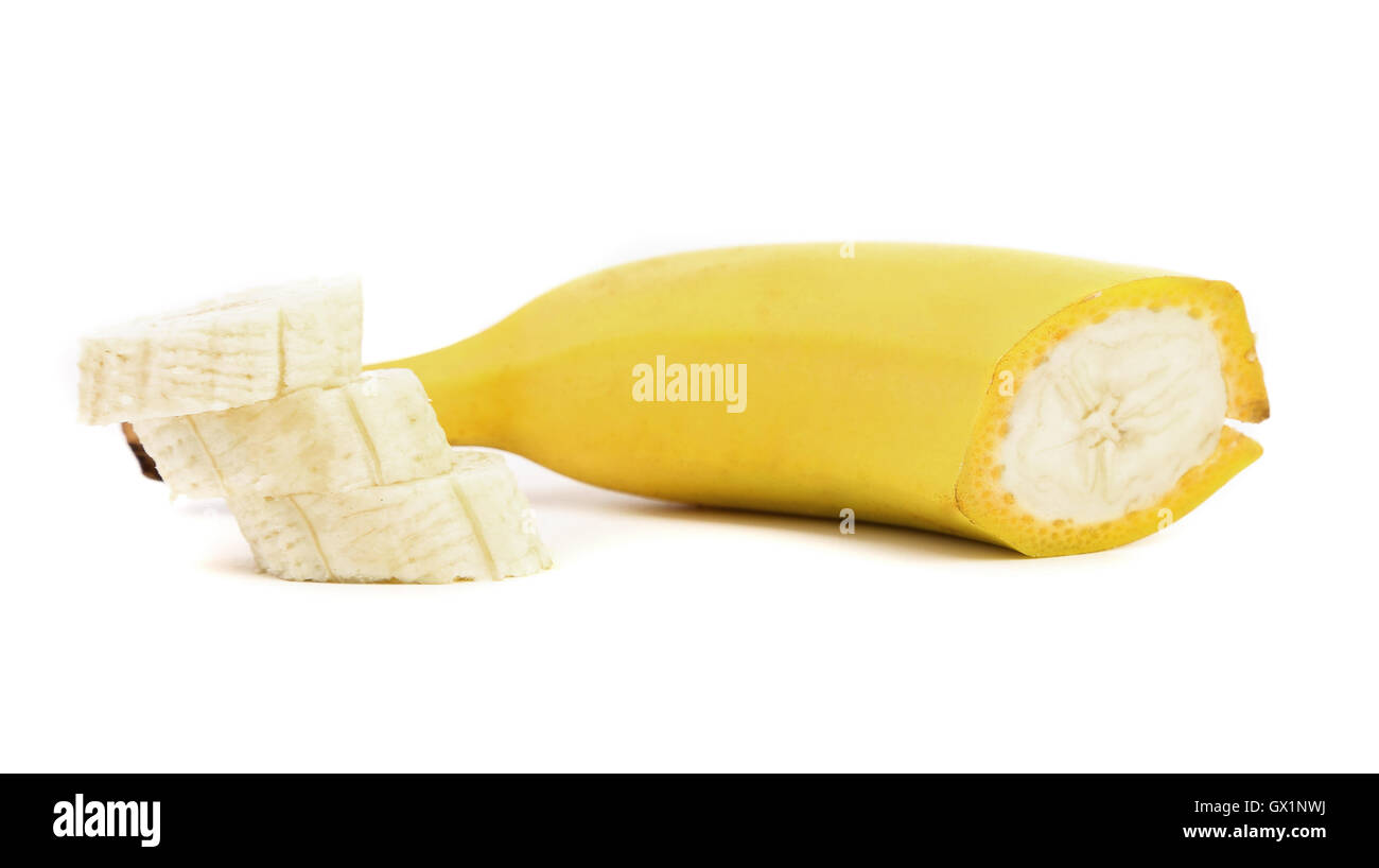 Half of banana and slices Stock Photo - Alamy