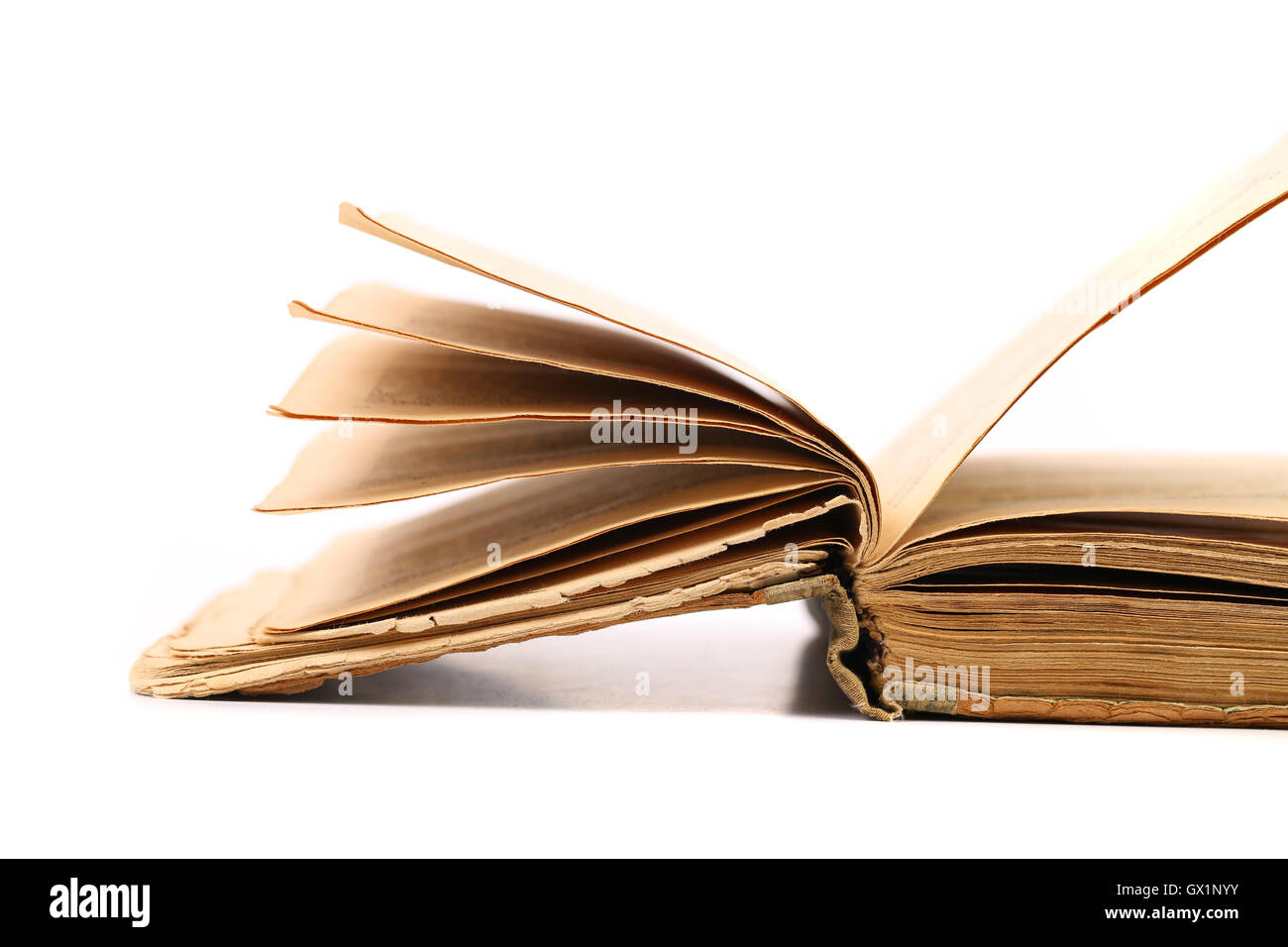 Opened old book Stock Photo - Alamy