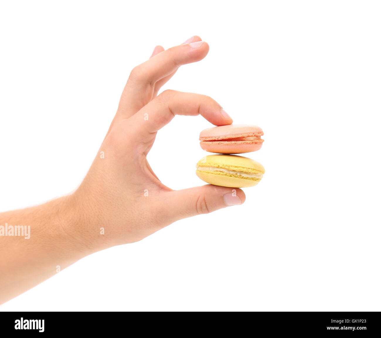 Hand holds macarons Stock Photo - Alamy