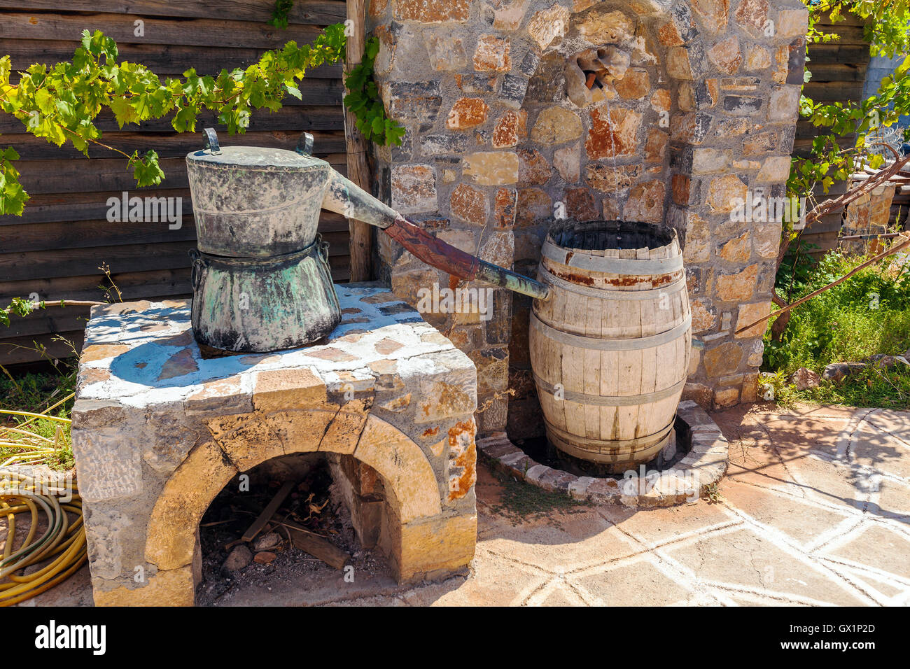 Old Rakia Spirit Production Machine, Crete, Greece Stock Photo - Alamy