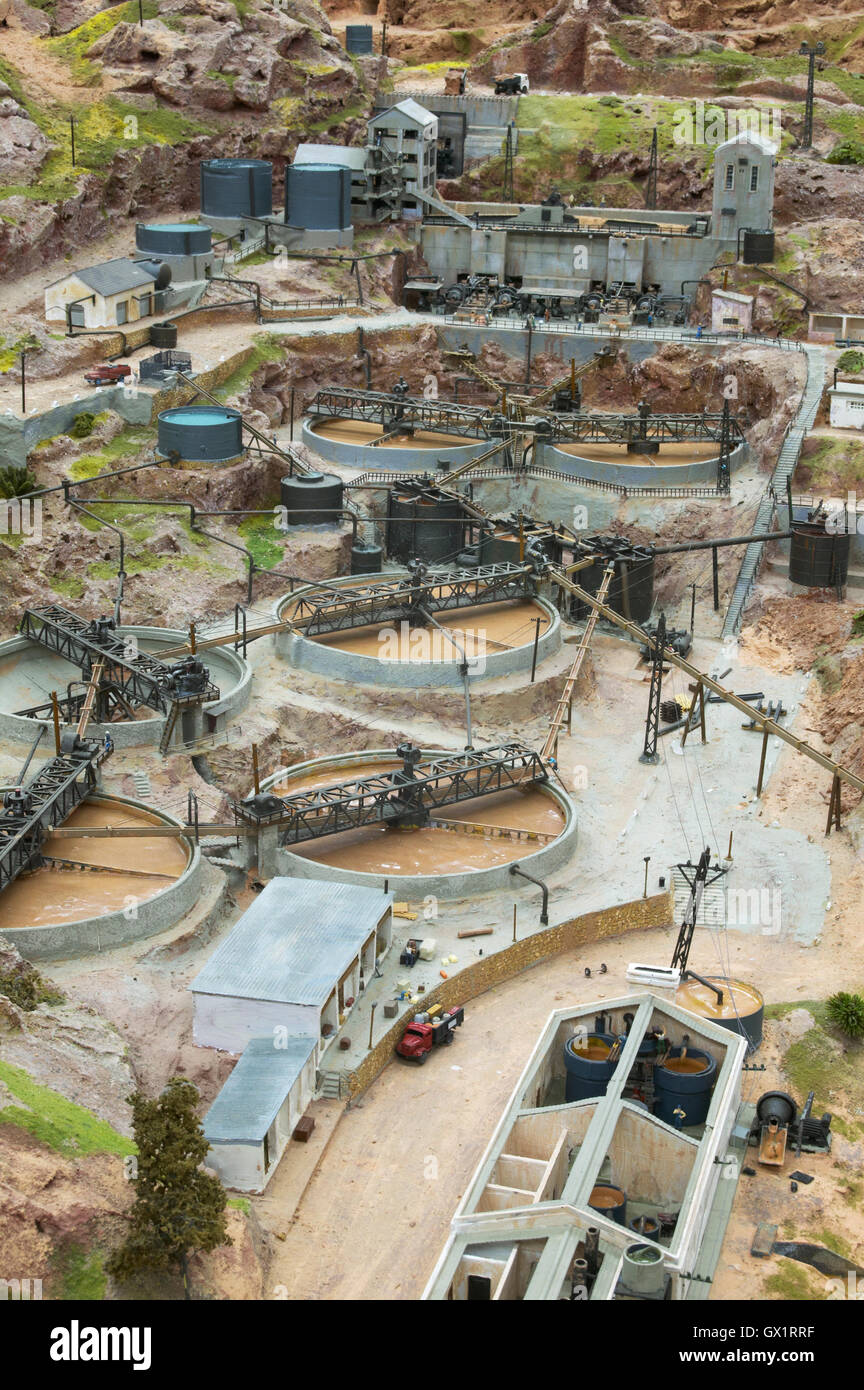 Old gold mining exploitation method miniature model. Vertical format ...