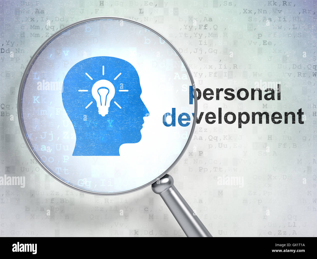 Education concept: Head With Light Bulb and Personal Development Stock ...