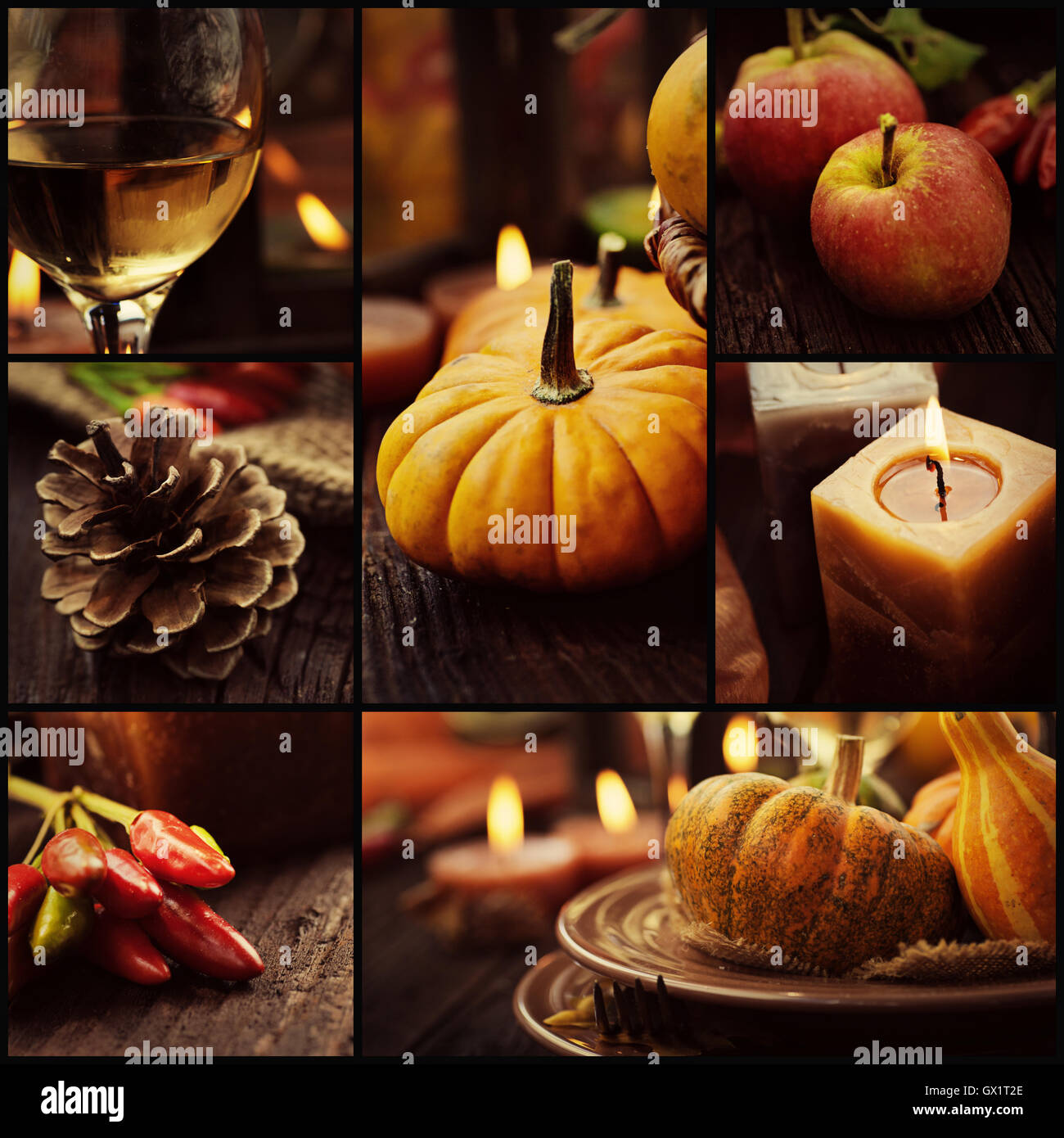 Autumn dinner collage Stock Photo - Alamy