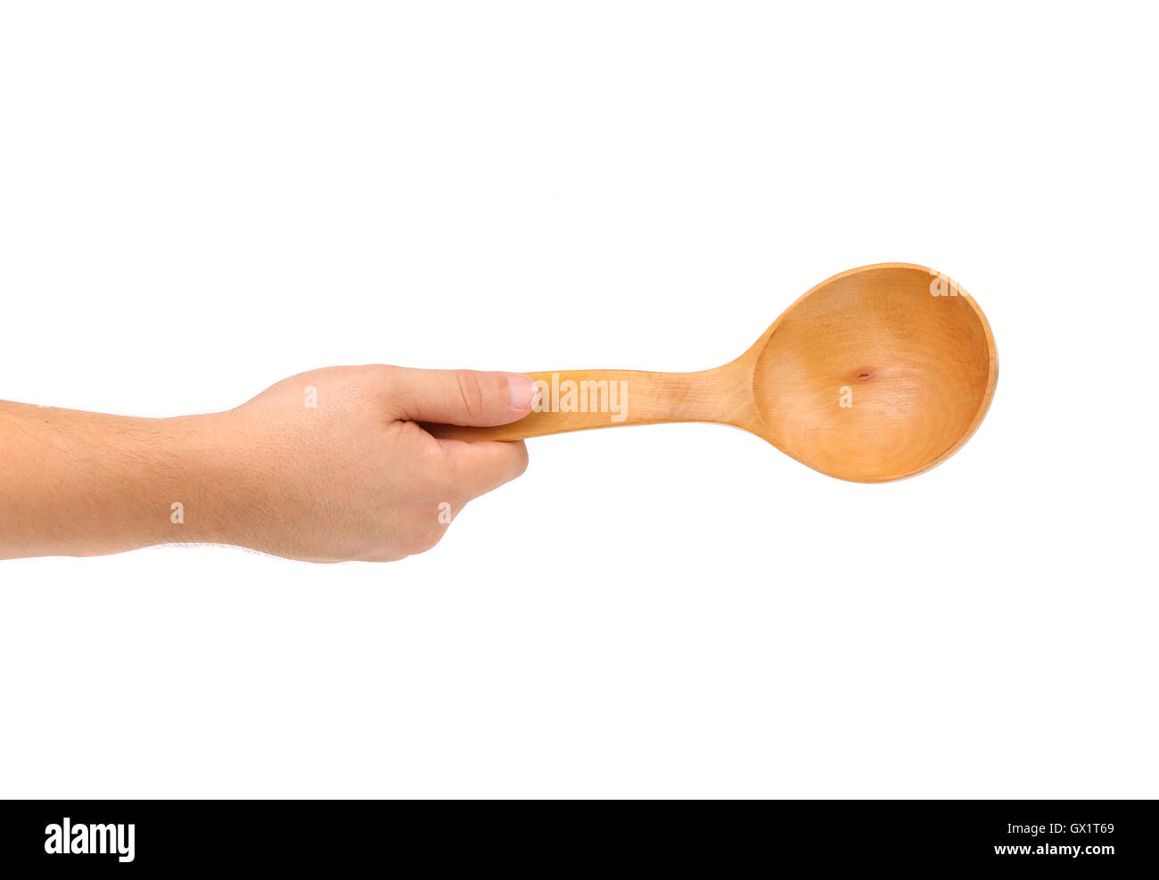 Hand Holds Wooden Spoon Stock Photo - Alamy