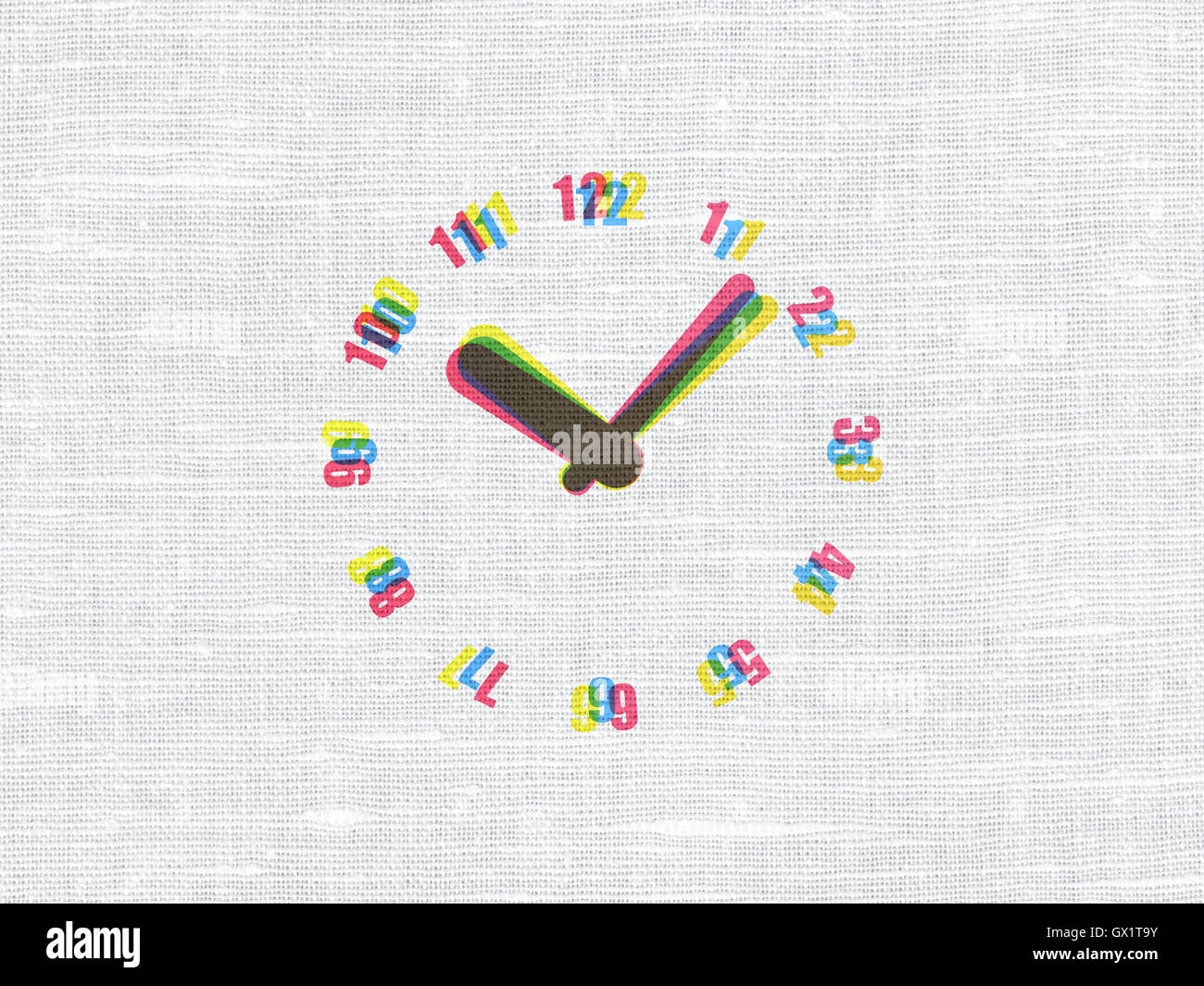 Timeline concept: Clock on fabric texture background Stock Photo - Alamy