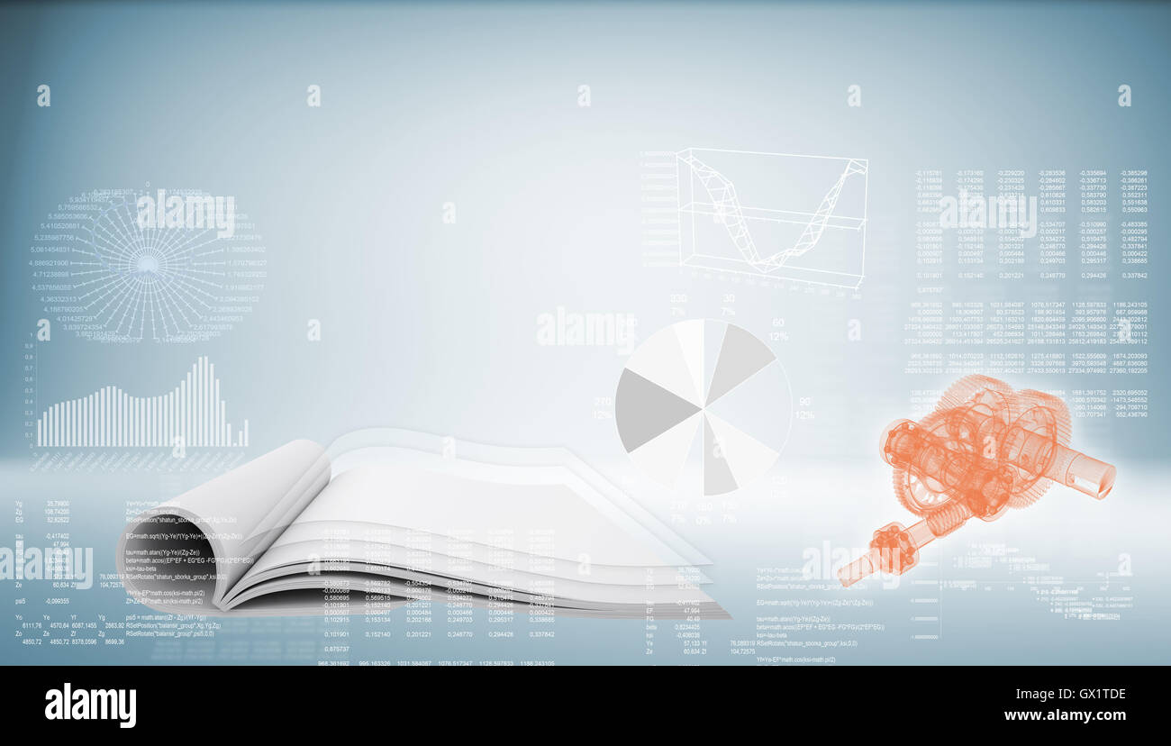 High-tech gear on a blue background Stock Photo - Alamy