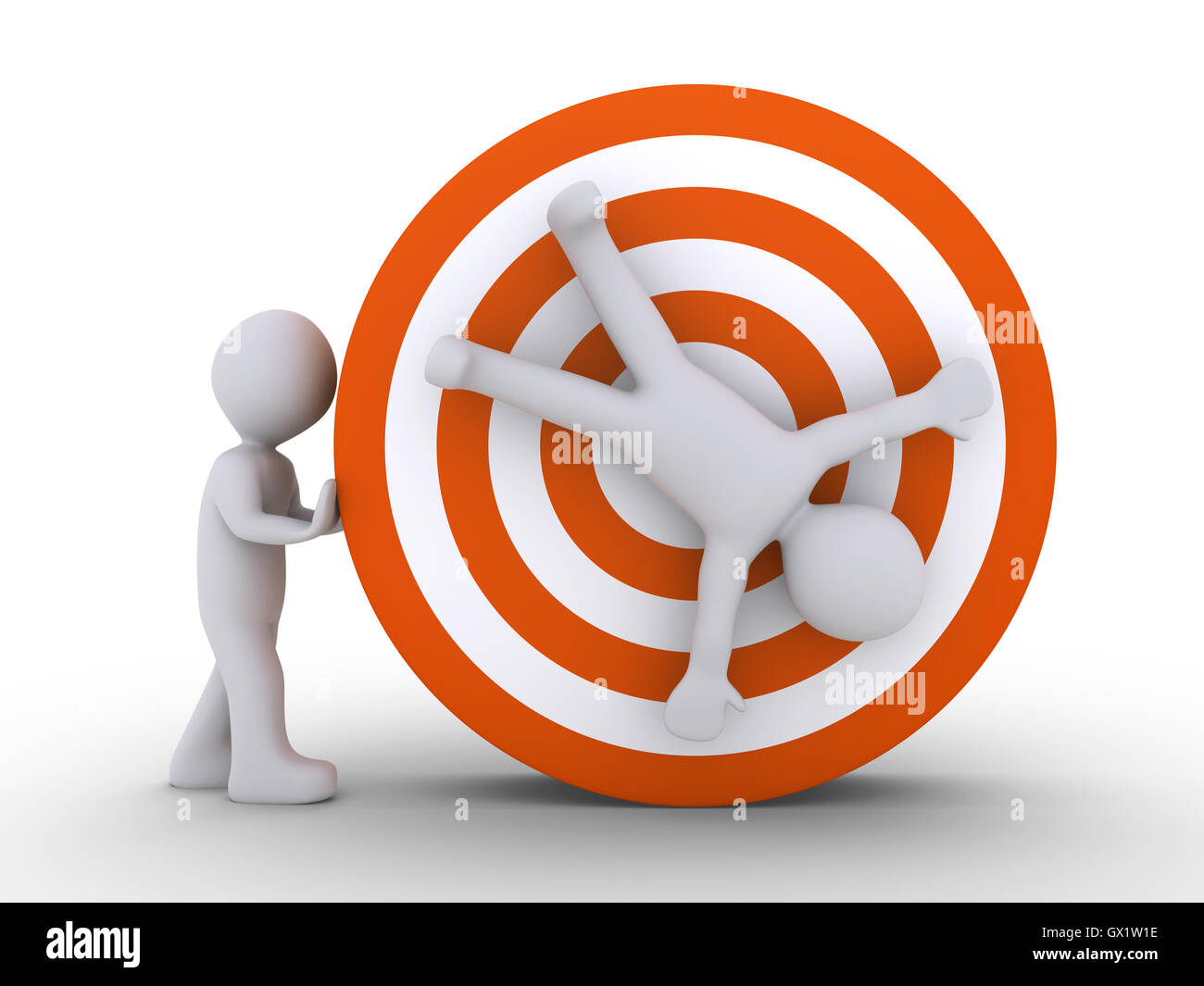 Person pushing another who is at the center of target Stock Photo - Alamy