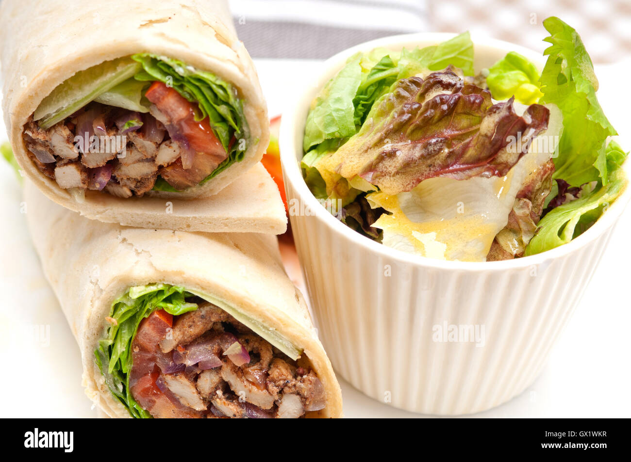 kafta shawarma chicken pita wrap roll sandwich Stock Photo - Alamy