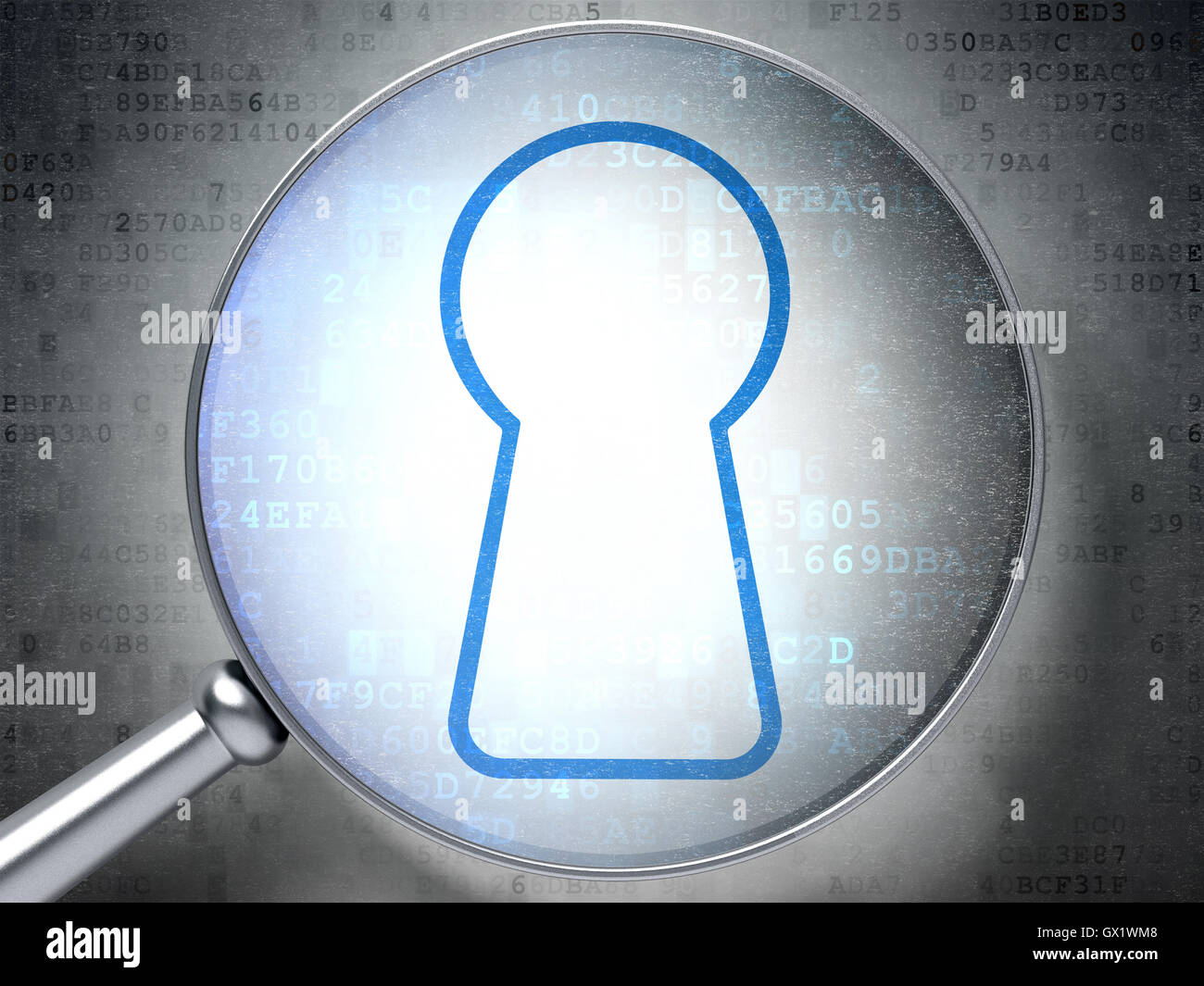 Information concept: Keyhole with optical glass on digital back Stock ...