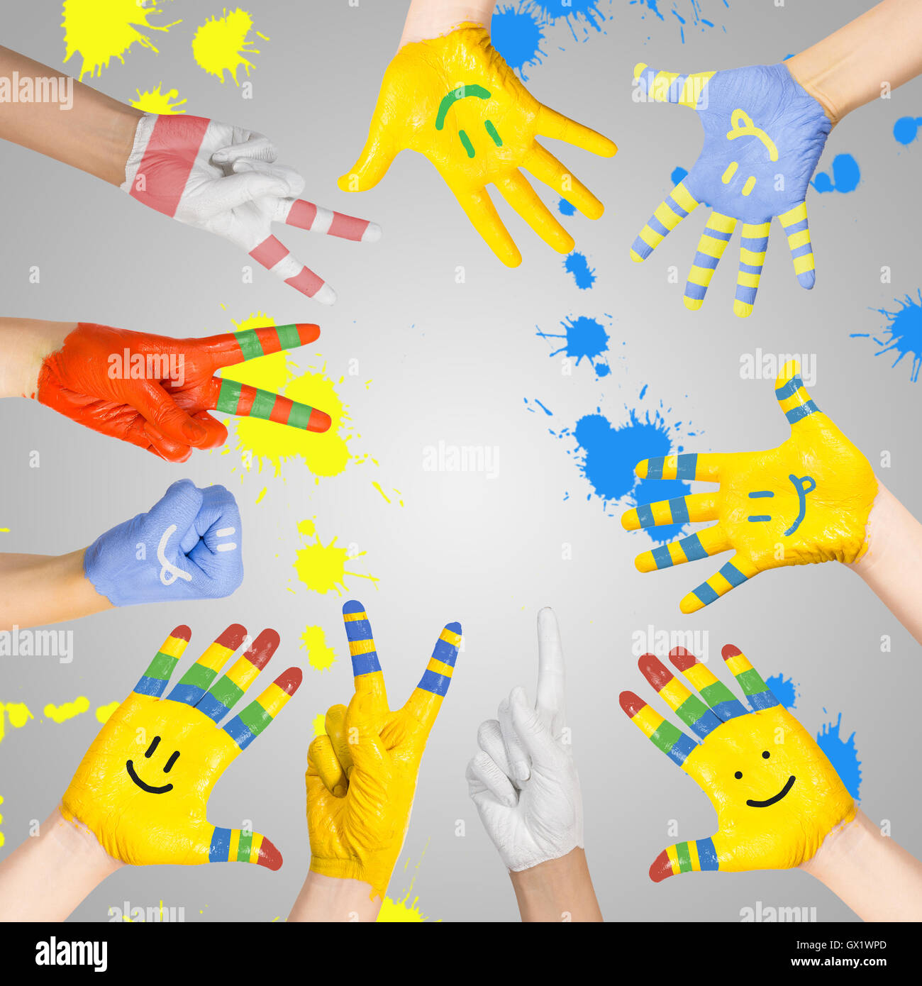 painted children's hands Stock Photo - Alamy