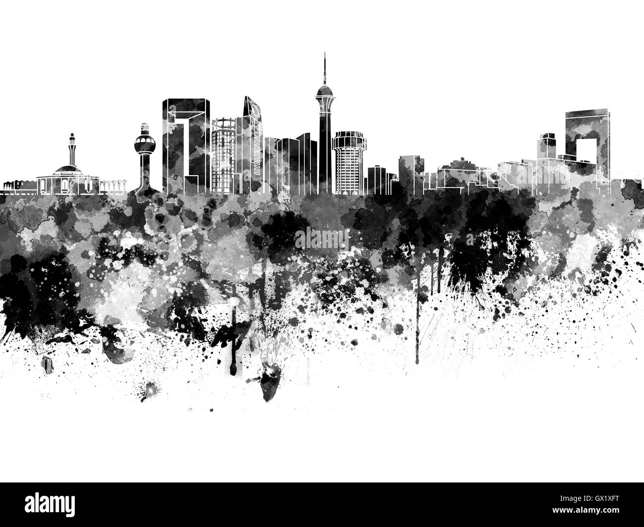 Jeddah skyline in black watercolor on white background Stock Photo - Alamy