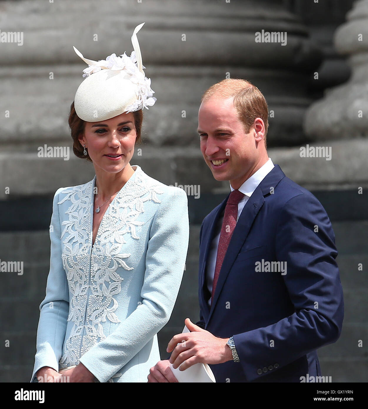 The Queen, accompanied by Prince Philip and other members of the Royal ...