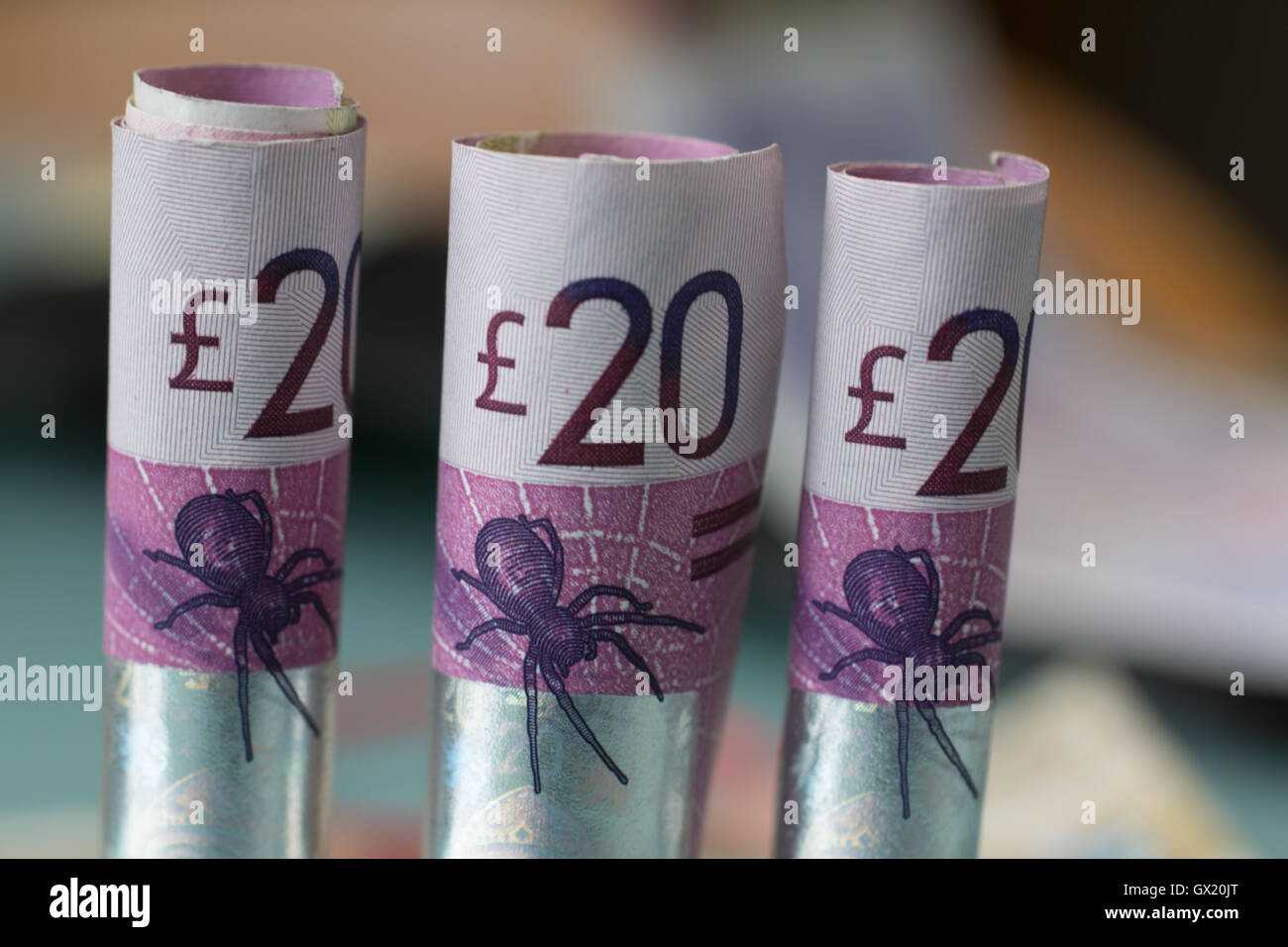 Twenty pounds Scottish currency pound notes sterling bank notes of ...
