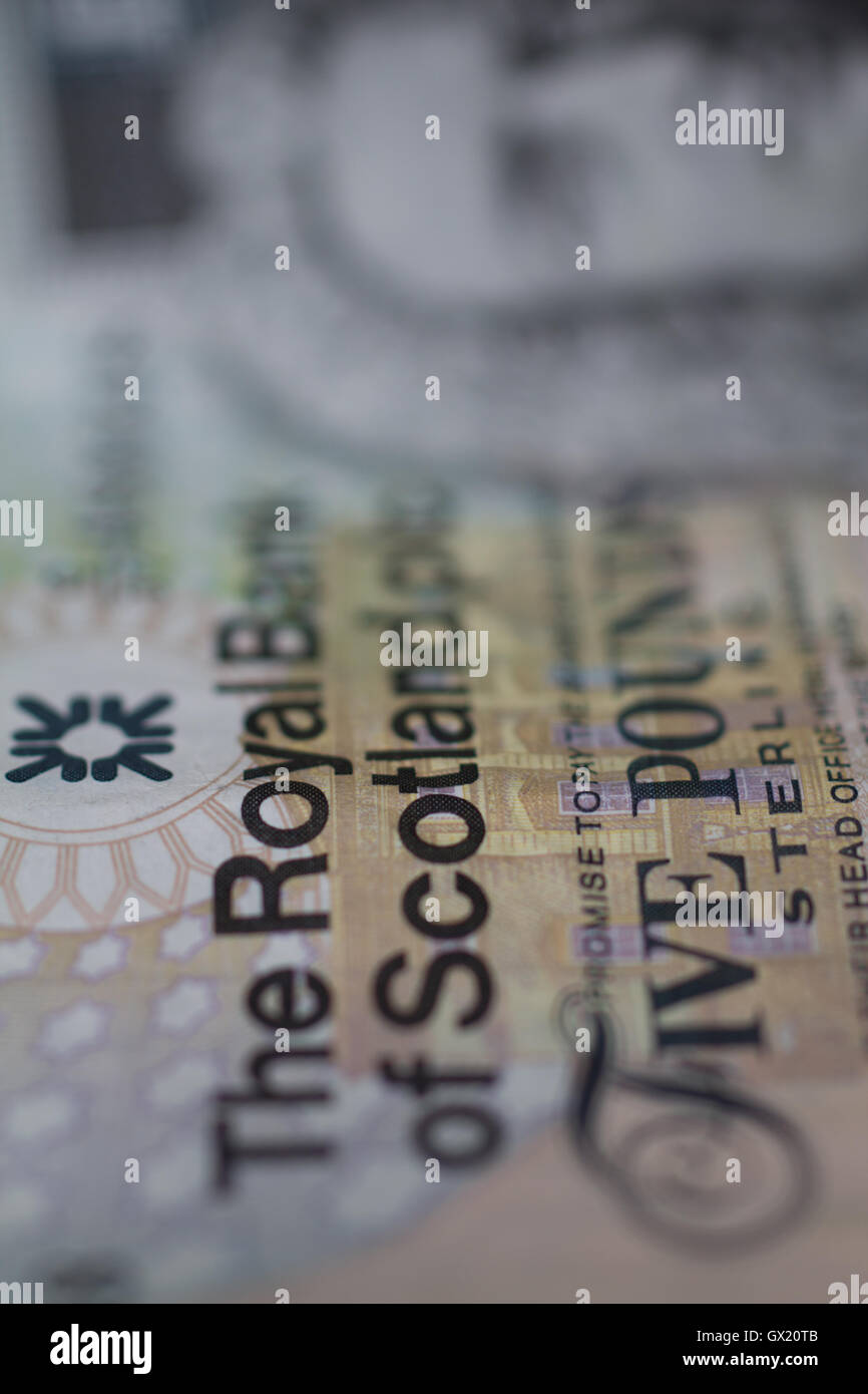 Royal bank of Scotland, Five pounds Scottish currency pound notes ...
