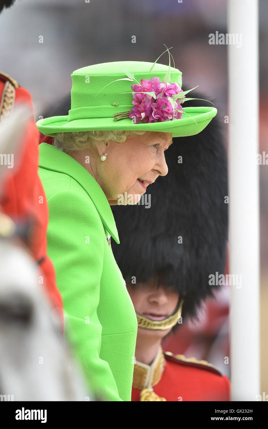 Trooping the Colour held on Horse Guards Parade. Featuring: Queen ...