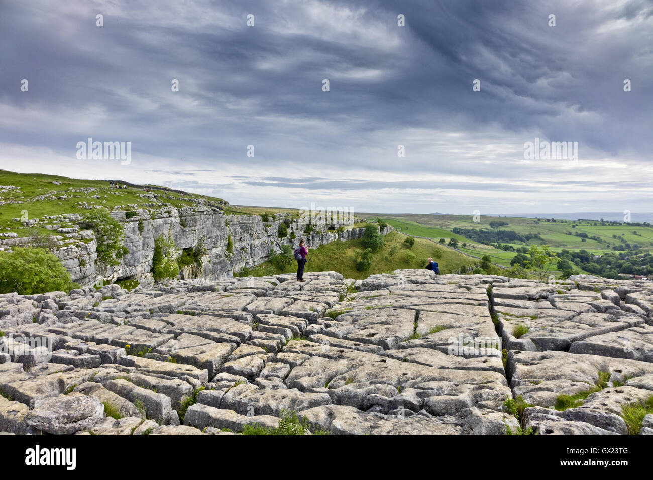 limestone pavement is above the cove Malham Cove Stock Photo - Alamy