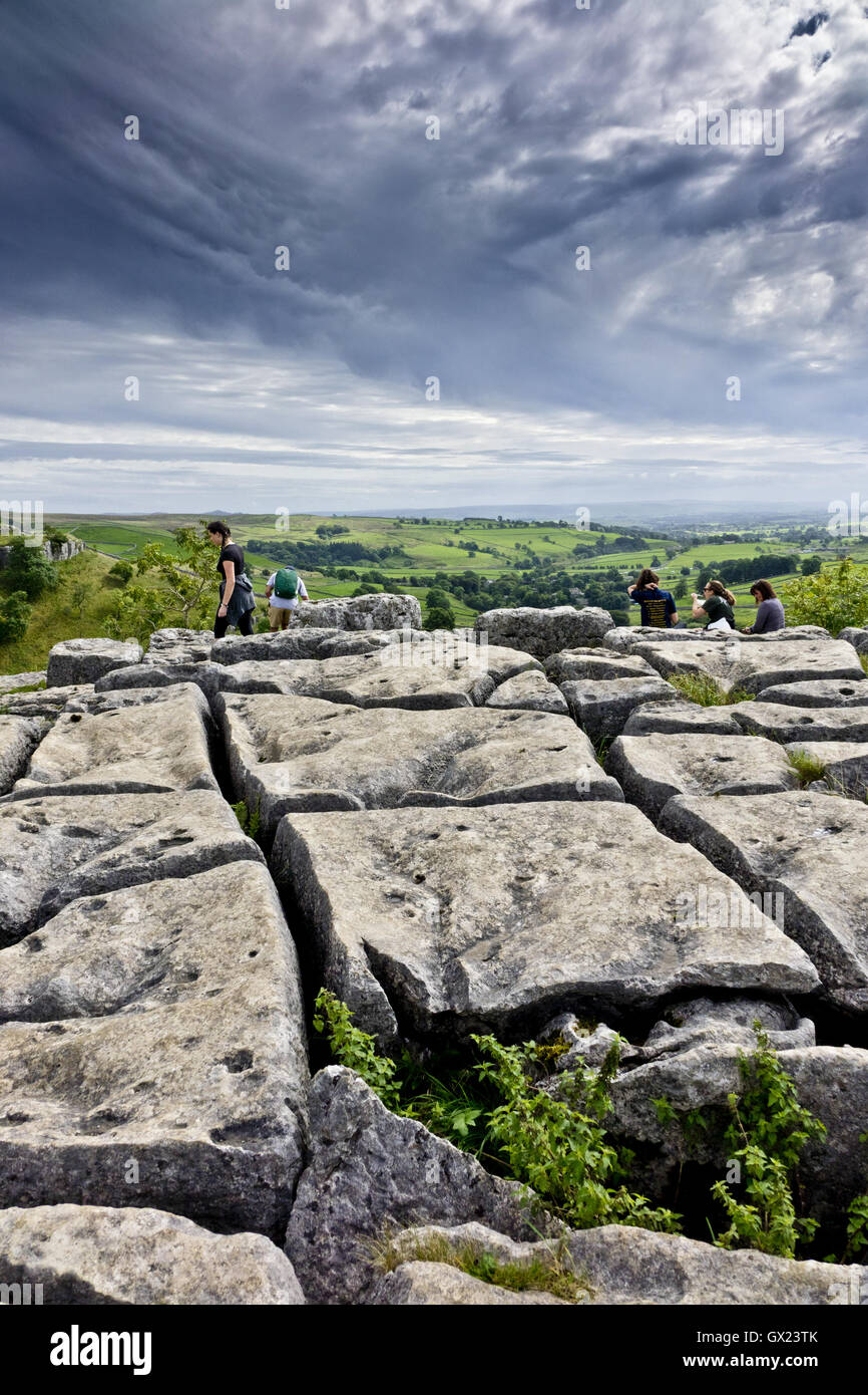 limestone pavement is above the cove Malham Cove Stock Photo - Alamy