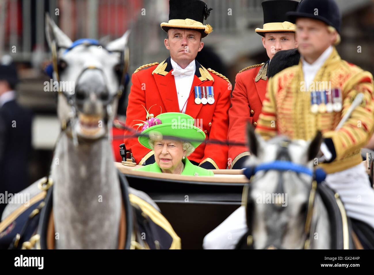 Trooping the Colour held on Horse Guards Parade. Featuring: Queen ...