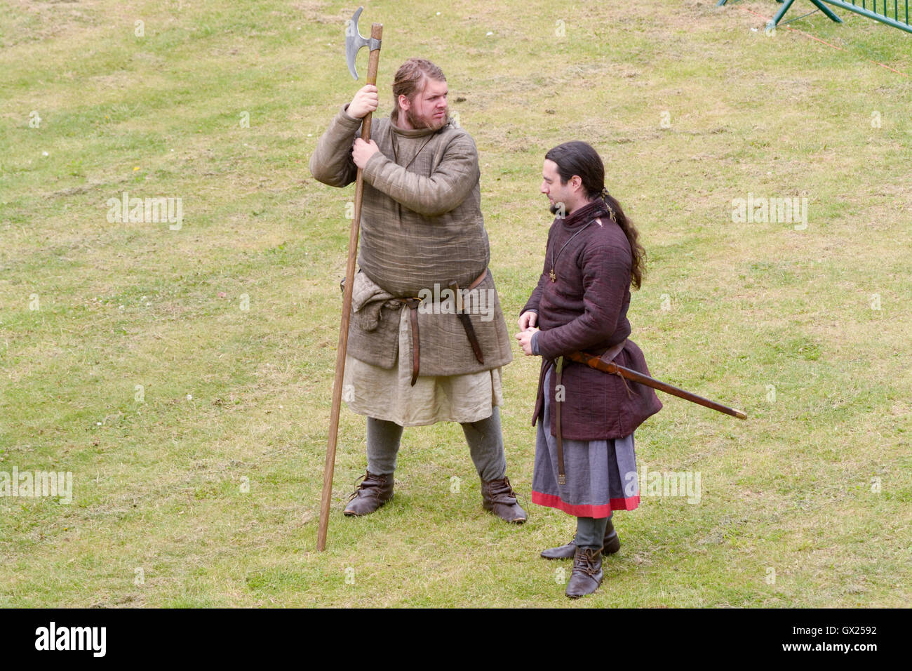 Historical Re-enactment group practicing 12th Century battle scene at ...
