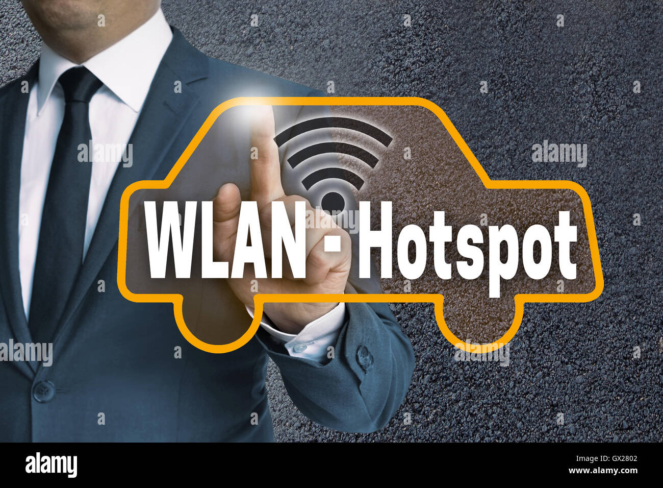 wlan auto touchscreen is operated by businessman concept Stock Photo ...