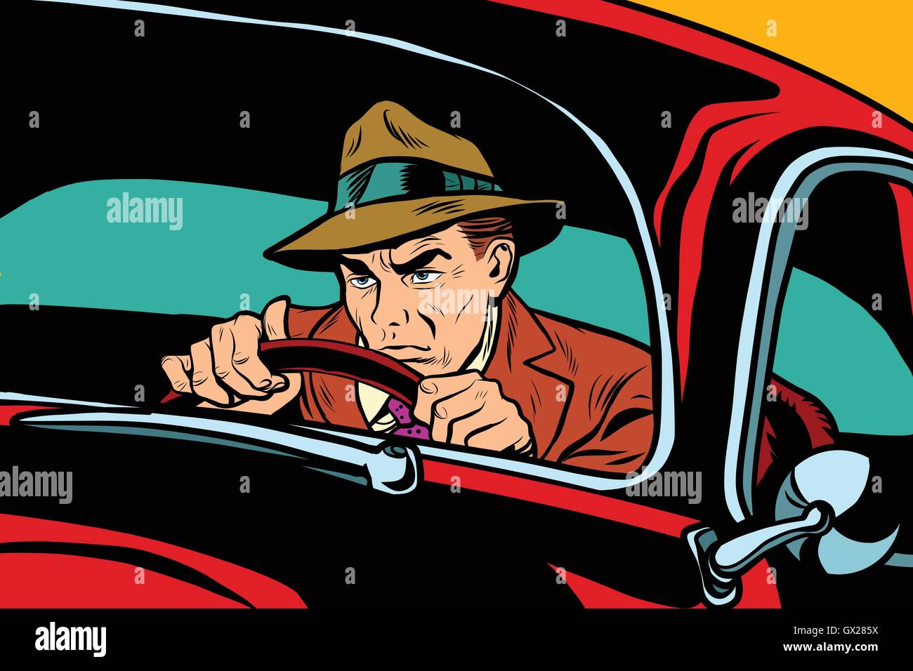 Pop art man driving Stock Vector Images - Alamy