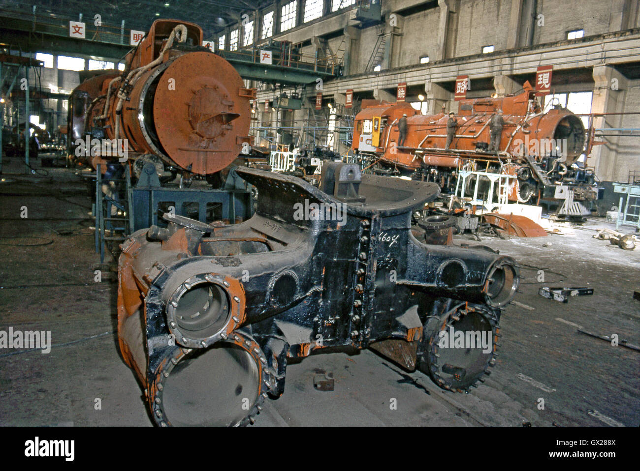 China Railways JS Class 2-8-2 under assembly in the erecting shop at ...