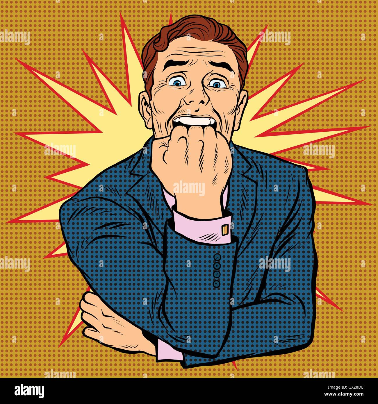 retro man in horror bites fist Stock Vector Image & Art - Alamy