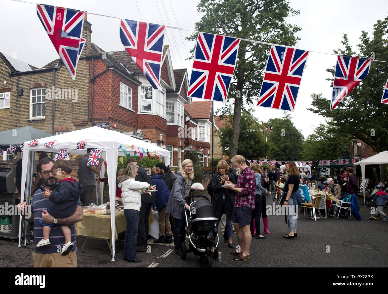 Queen Elizabeth II 90th birthday street party celebration in Acton ...