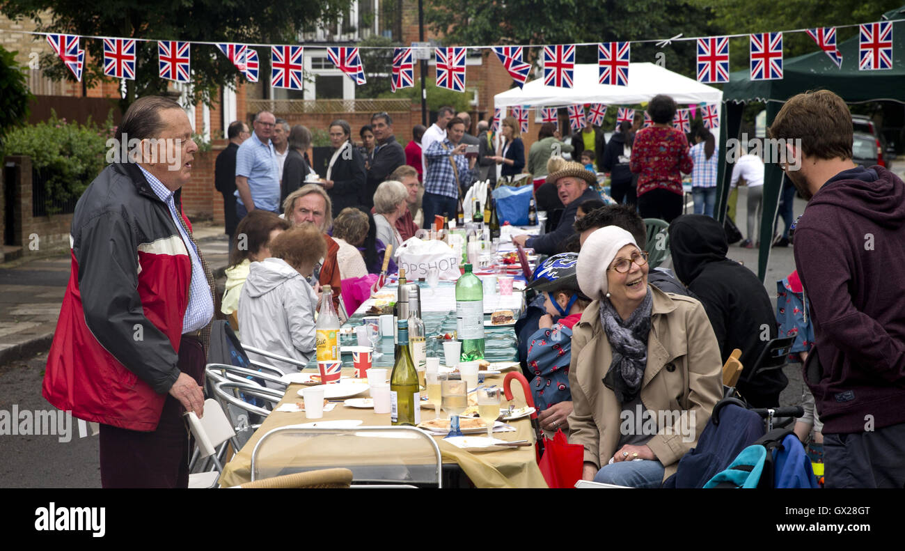 Queen Elizabeth II 90th birthday street party celebration in Acton ...
